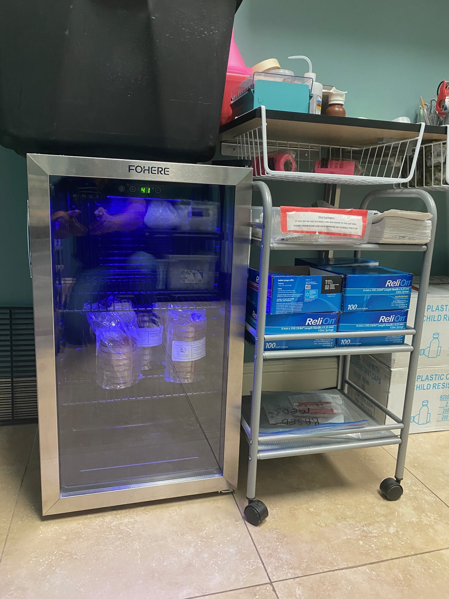 Pharmacy new workstation and fridge – Exotic Bird Hospital Portal